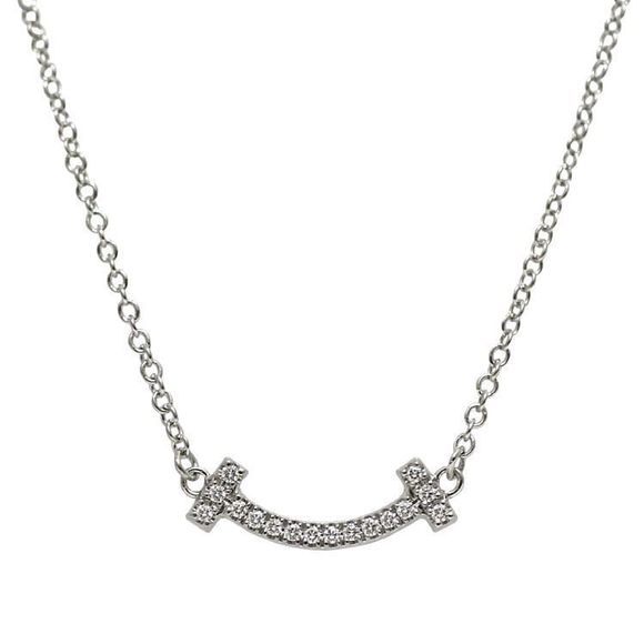 Tiffany & Co. | Jewelry | Tiffany Necklace T Smile Diamond White Gold ...